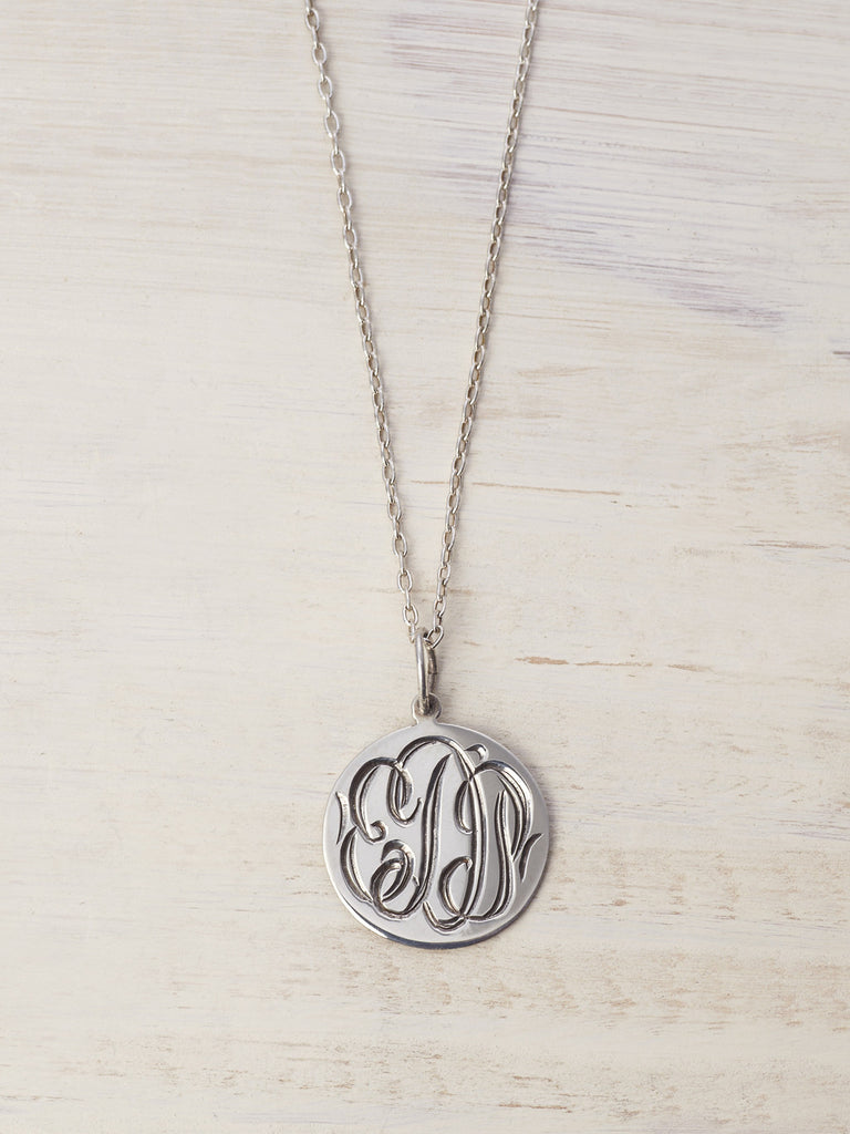 Hand Engraved Monogram on Disk Necklace | LUNESSA