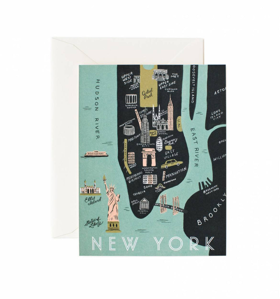 NYC Manhattan Map Greeting Card | LUNESSA